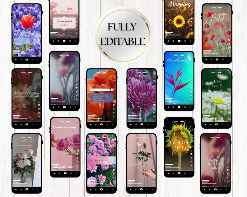 100 Flower Reels: Faceless Instagram Content (canva, Digital Download ...