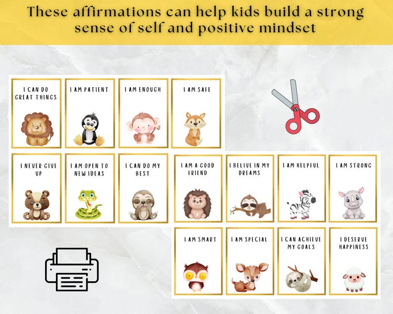 Kids Affirmation Cards | Positive Affirmation Cards | Print Cute Animal ...