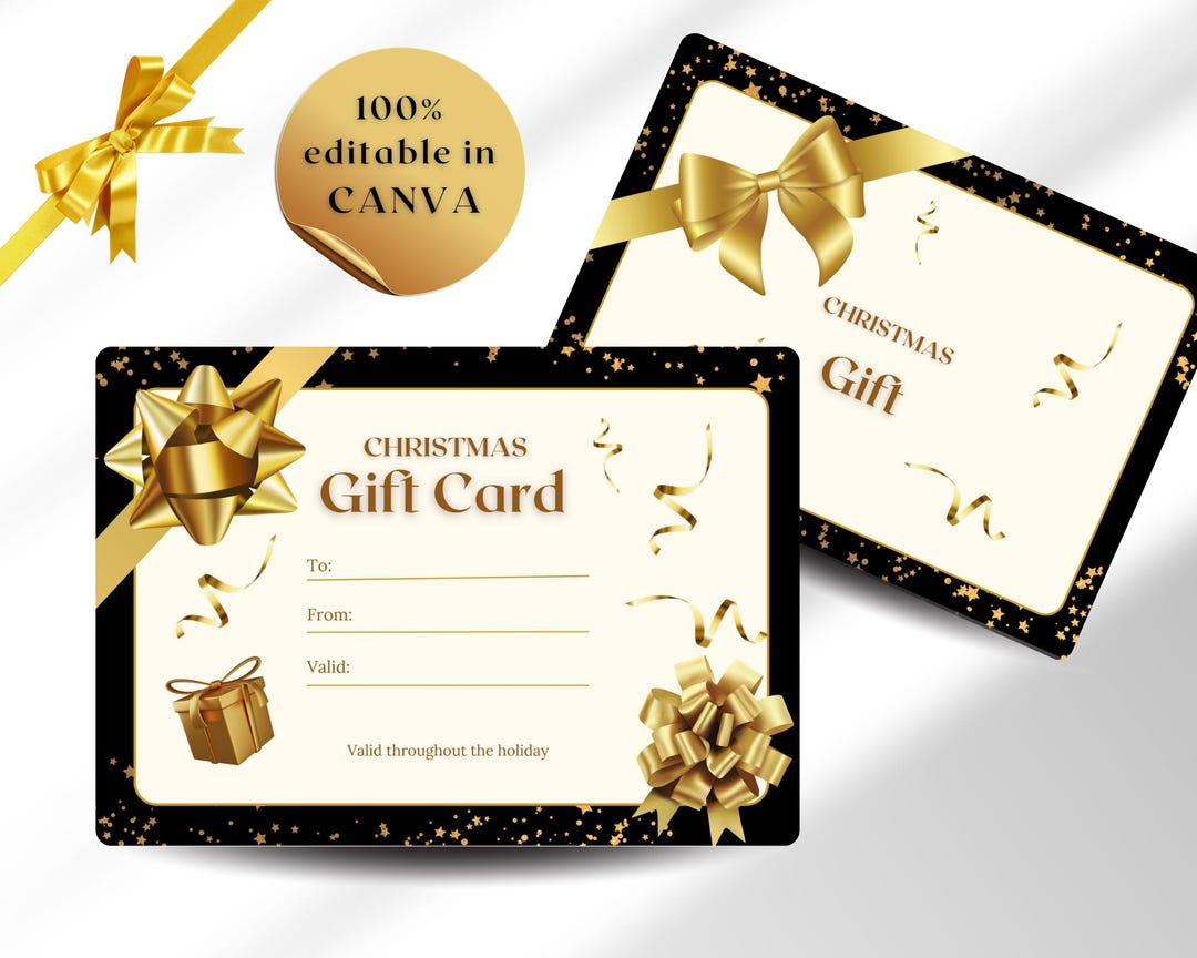 Editable Christmas Gift Card Template, Luxury Gold Design (DIY ...