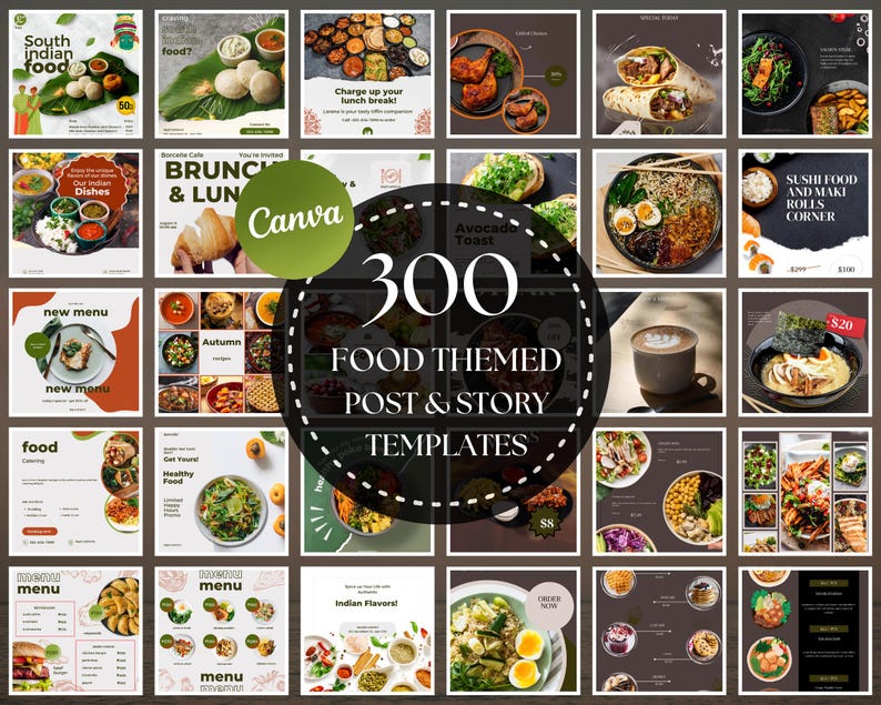 300 Food Instagram Templates Nutrition Instagram Posts Food Blogger ...