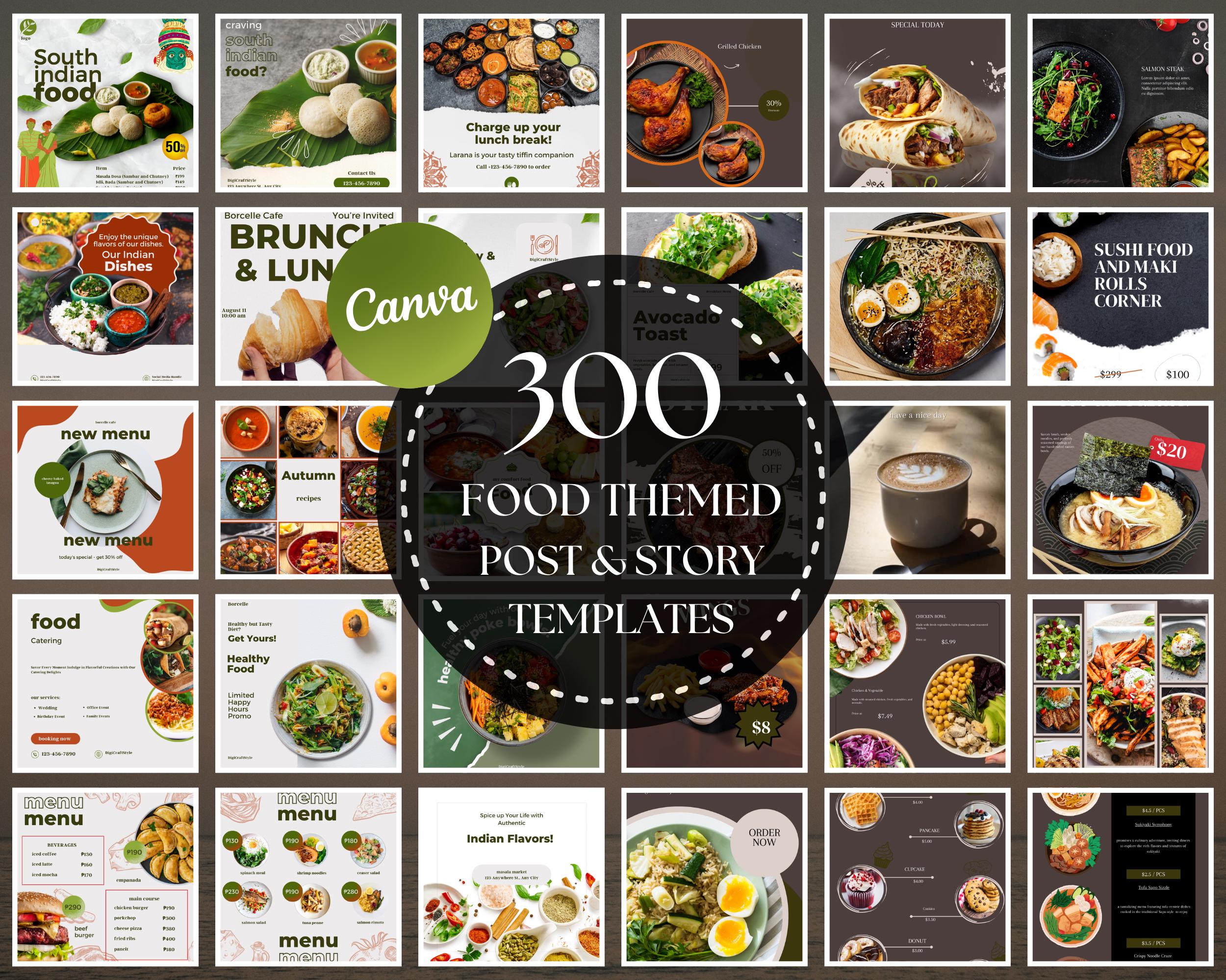 300 Food Instagram Templates Nutrition Instagram Posts Food Blogger ...