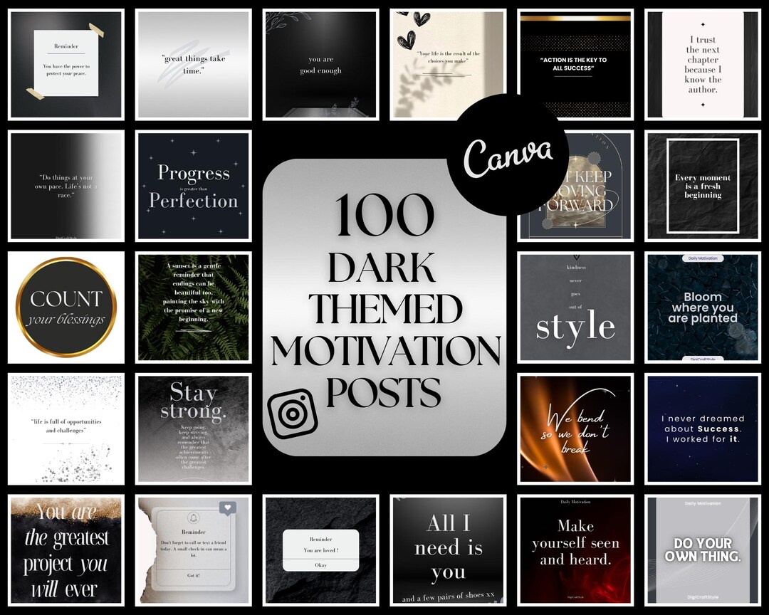 100 Dark Black Instagram Templates Social Media Dark Instagram ...