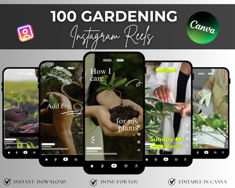 Gardening Instagram Reels Templates: Customizable Canva Designs ...