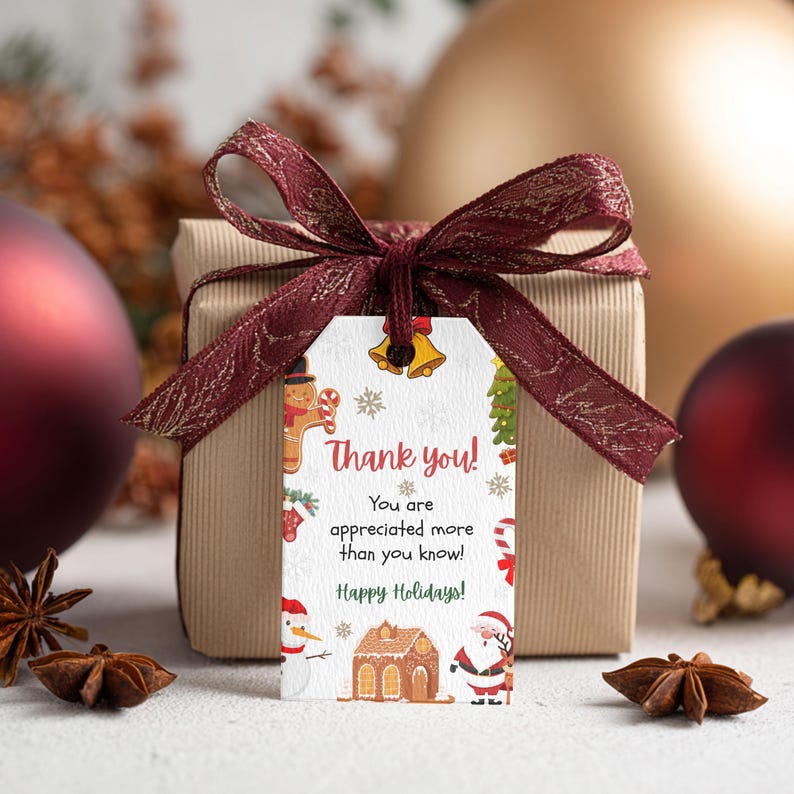 Editable Christmas Gift Tag Printable Christmas Thank You Card Gift Tag ...
