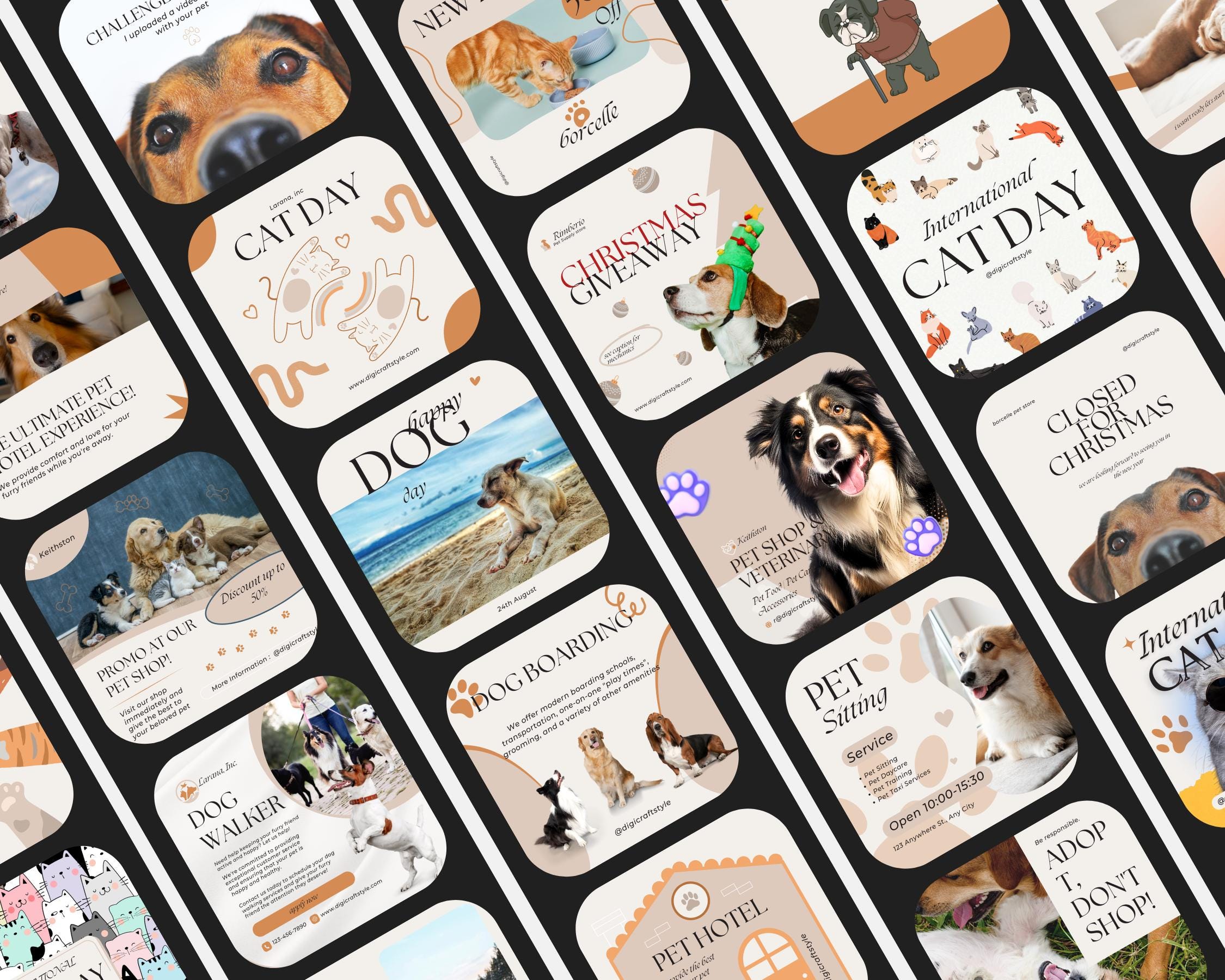 250 Pet Instagram Templates: Dog & Cat Social Media (canva Editable) - Etsy