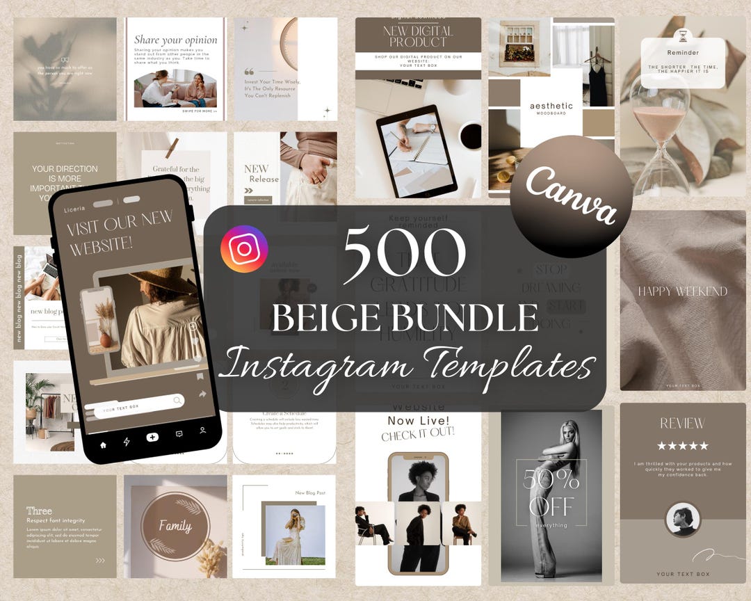 500 Beige Themed Instagram Templates Instagram Posts Instagram Stories ...
