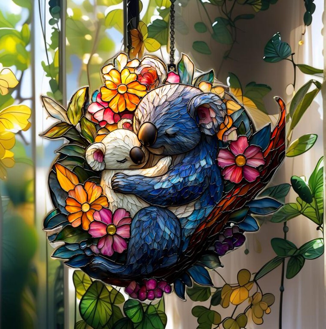 Koala Acrylic Faux Stained Glass Sun Catcher, Acrylic Window Hanging ...