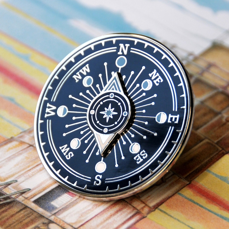 Lunar Compass Hard Enamel Spinner Pin - Etsy