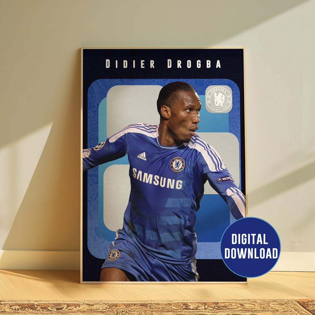 Didier Drogba Art Print – Vintage Soccer Poster, Football Legend Decor ...