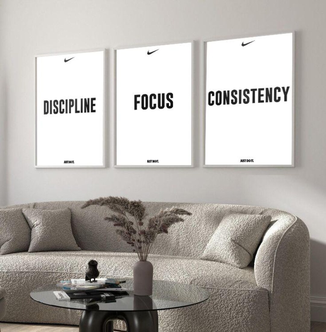 Nike Poster Motivational Quote White and Black Design, Just Do It, Set ...