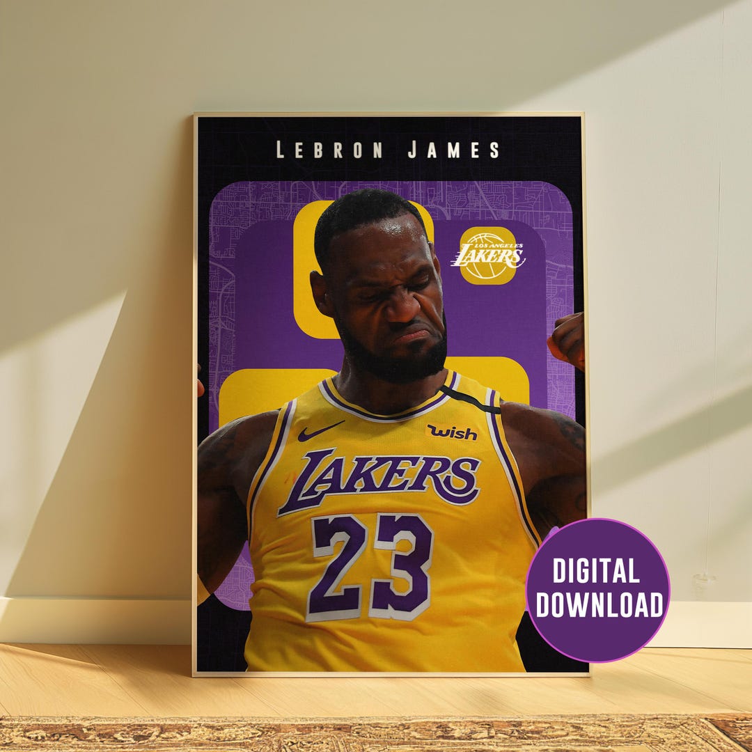 Lebron James Poster, LA Lakers Wall Art, NBA Sports Print, Mid Century ...