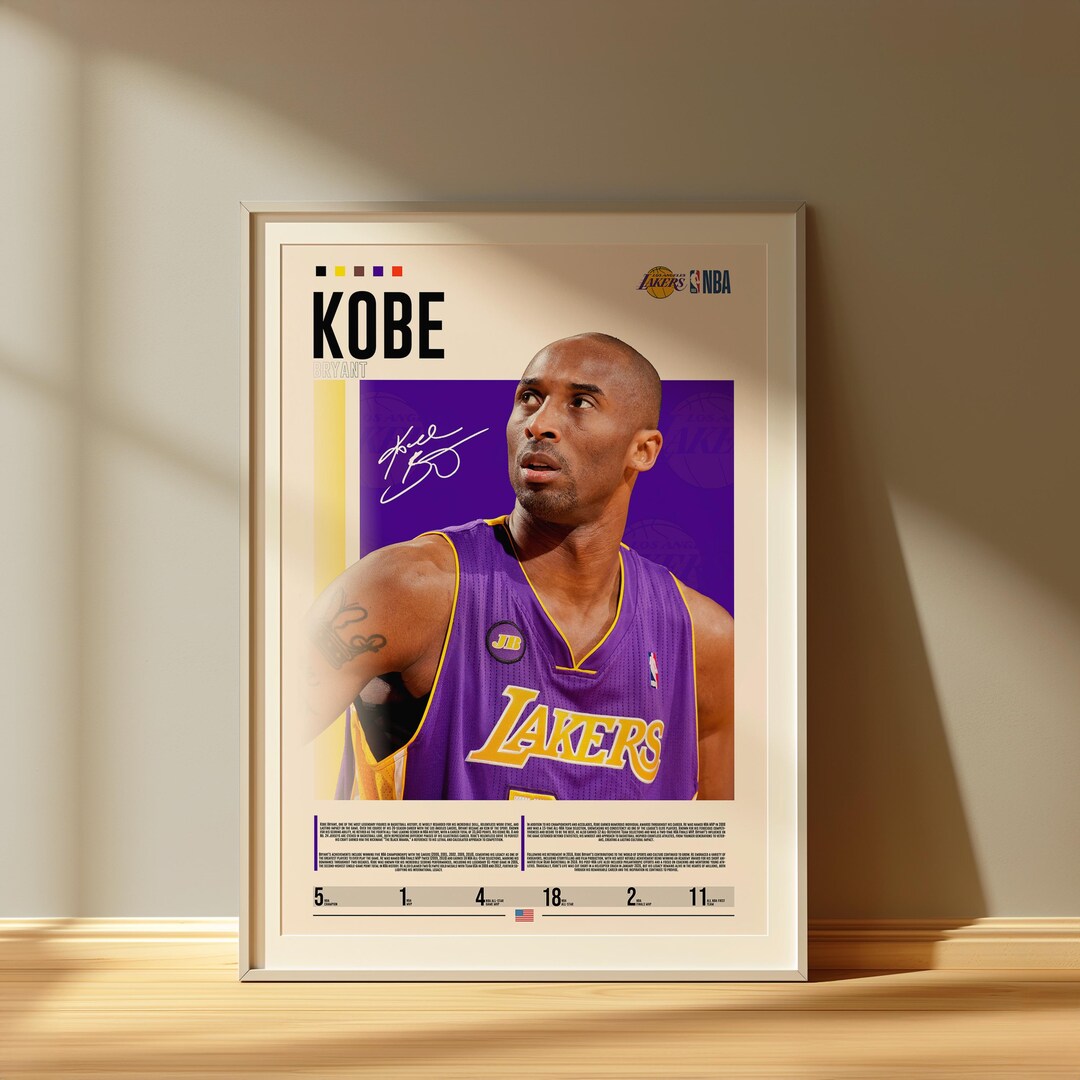 Kobe Bryant Poster, Basketball Legend Wall Art, Black Mamba Tribute ...