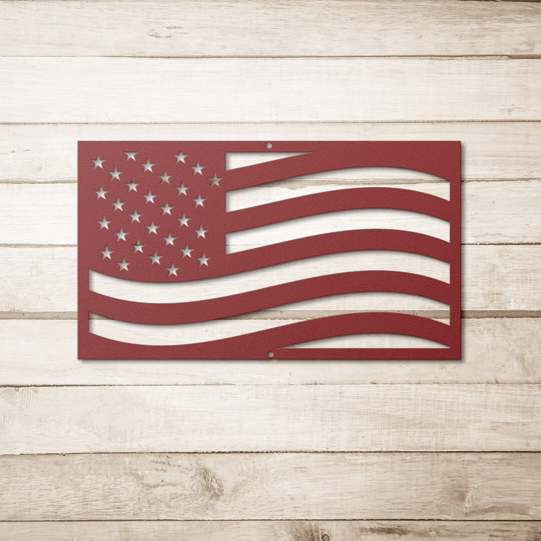 Die-cut Metal Signs USA Waving Flag in 4 Colors - Etsy