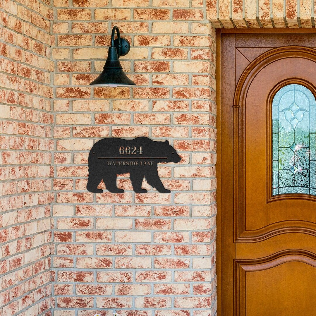 Custom Die-cut Metal Signs, Personalized Address Sign, Bear Image - Etsy
