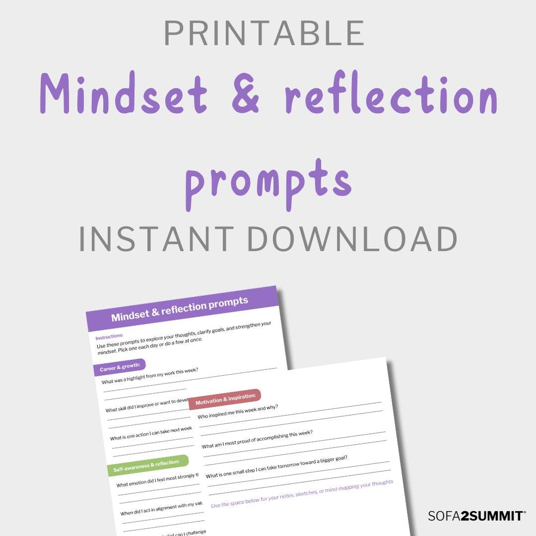 Mindset and Reflection Prompts – Printable PDF for Daily Journaling ...