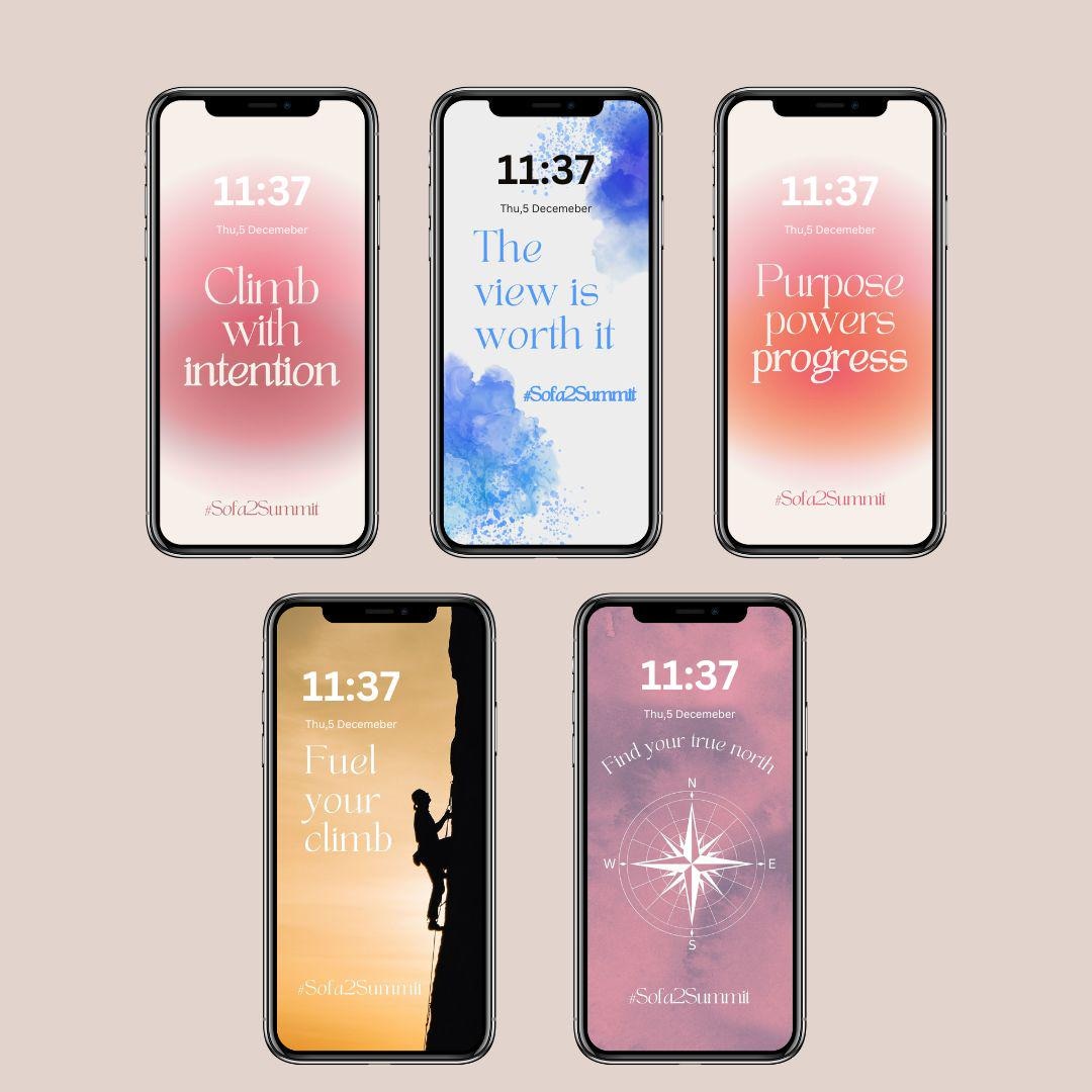 Motivational Phone Screen Bundle 1, Reflective & Purpose Driven, 5 ...