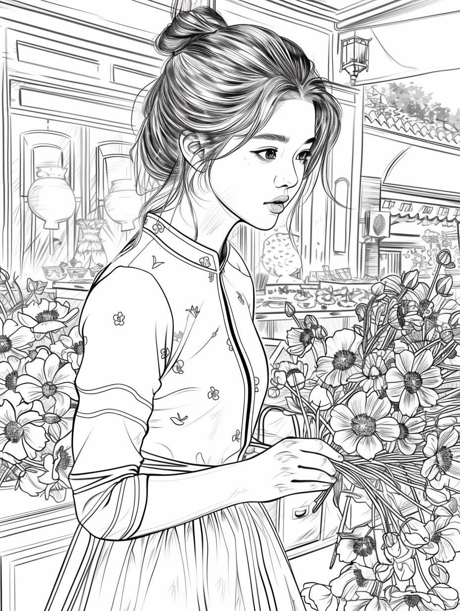 Vietnam Ao Dai Aesthetics Coloring Book - Etsy