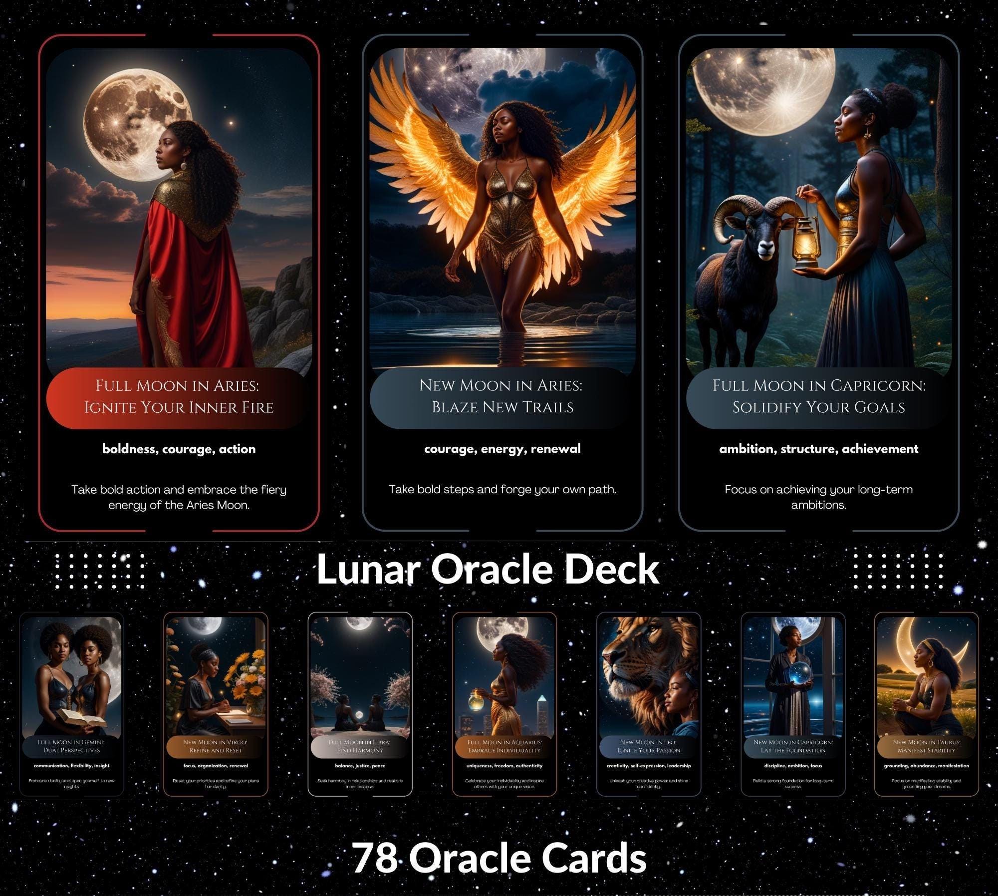 Lunar Oracle Deck 78 Tarot-sized Moon and Zodiac Cards - Etsy