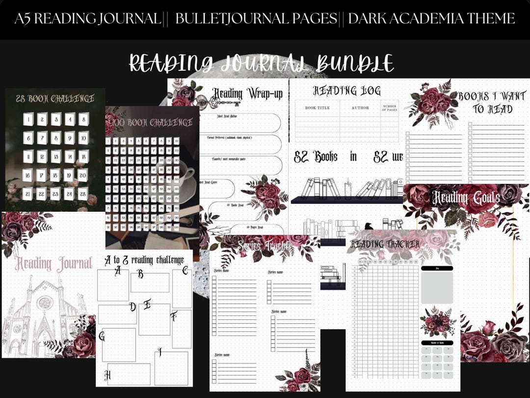 Dark Academia Reading Journal Printable Pages - Etsy