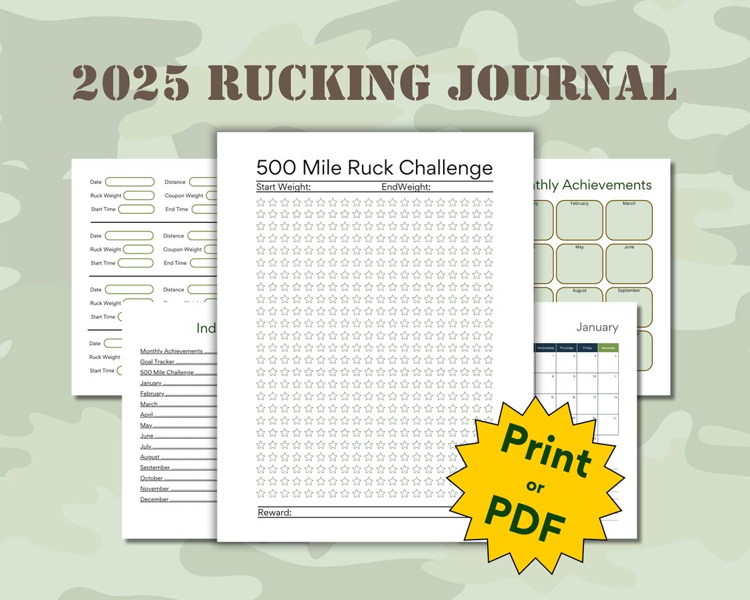 2025 Rucking Journal, Fitness Planner, Workout Tracker, Exercise ...