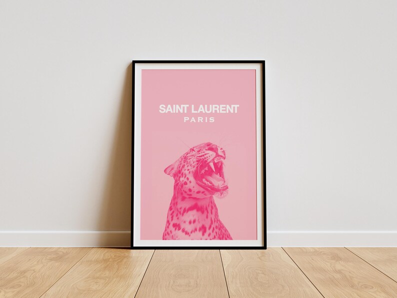 Roaring Leopard Poster Fashion Wall Art Saint Laurent Poster Cheetah ...