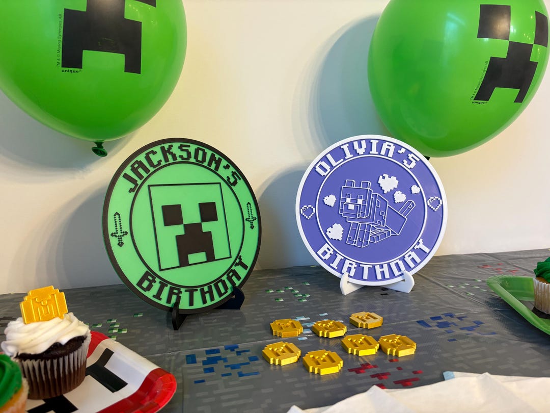Minecraft-themed Personalized 3D Printed Gaming Birthday Sign | Pixel ...
