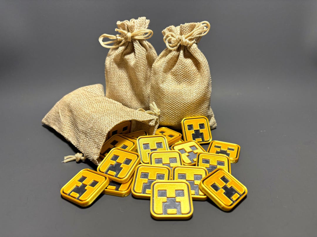 Creeper-inspired Gold Coins | 3D Printed | Cake Toppers | Birthday ...