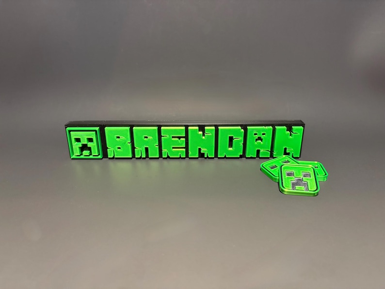 Minecraft-themed Gaming Name Sign | Blocky Pixel Style Room Decor ...