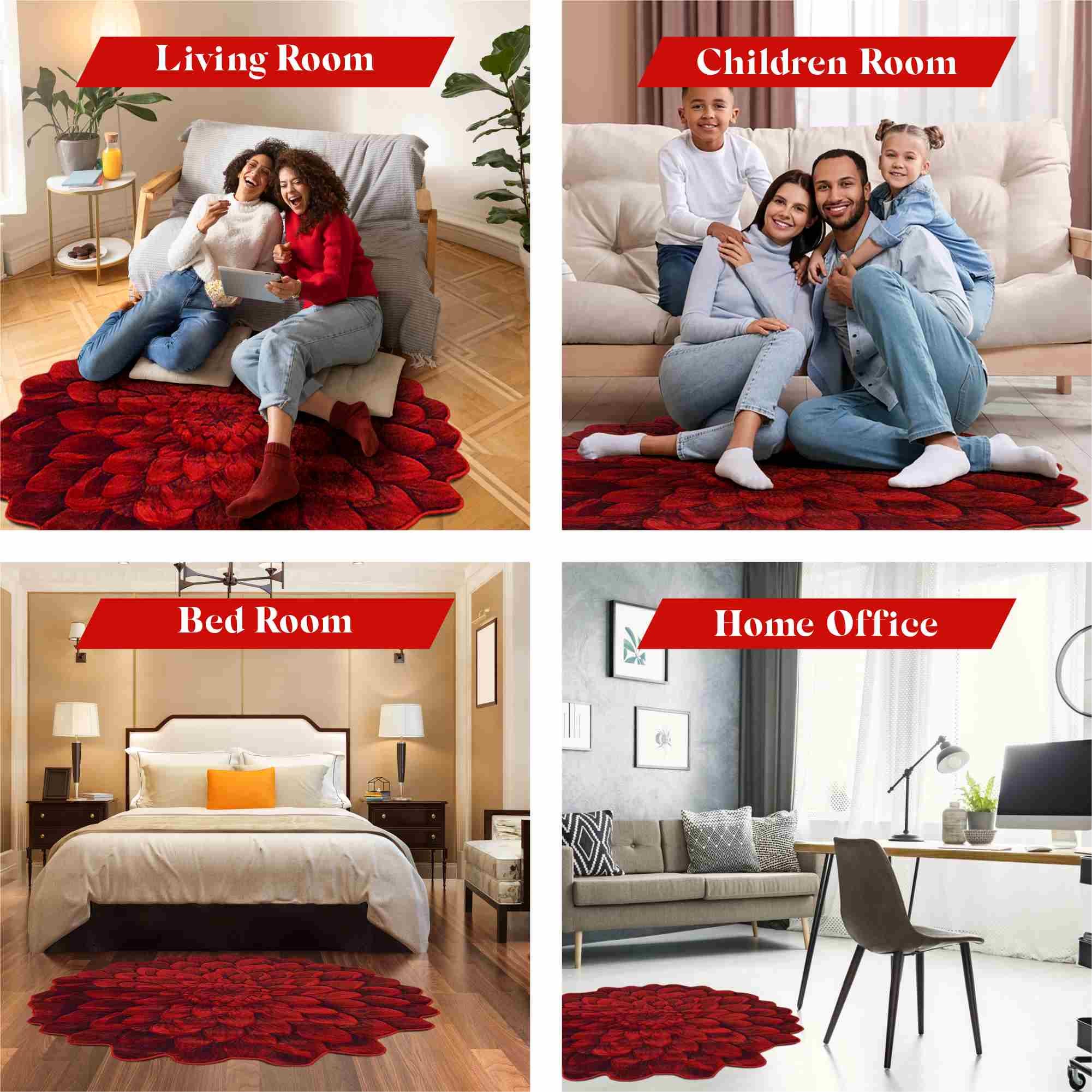 Hand Carved Cute Plush Flower Shaped Rug for Bedroom Floor Living Room ...