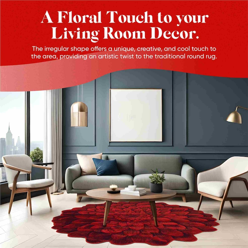Hand Carved Cute Plush Flower Shaped Rug for Bedroom Floor Living Room ...