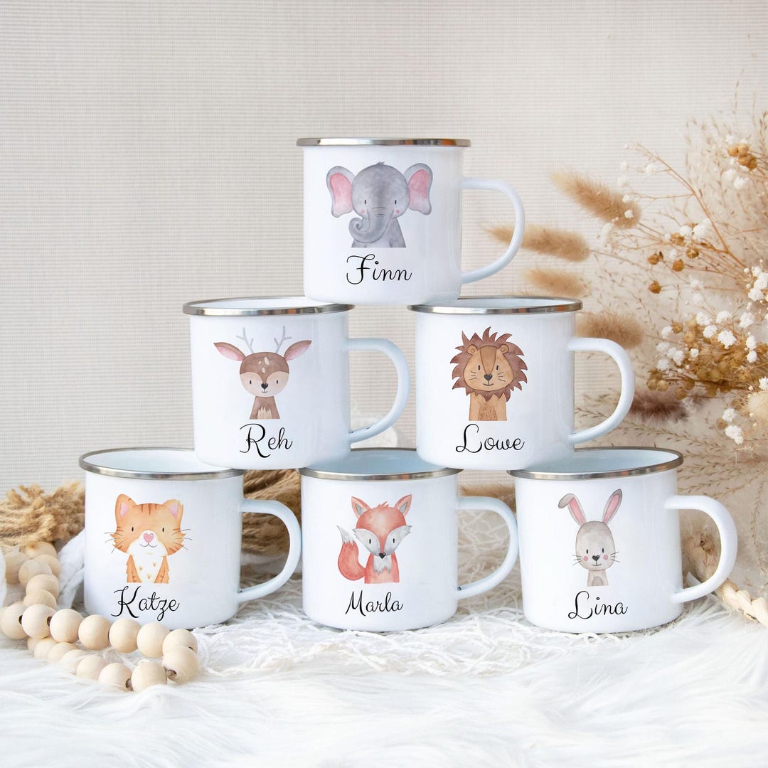 Personalized Mug for Kids, Custom Camping Mug for Kids, Animals ...