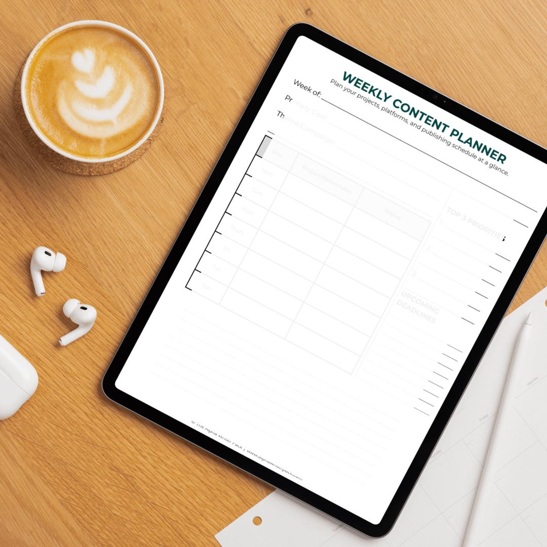 Weekly Content Planner | Printable Content Planning Worksheet for ...