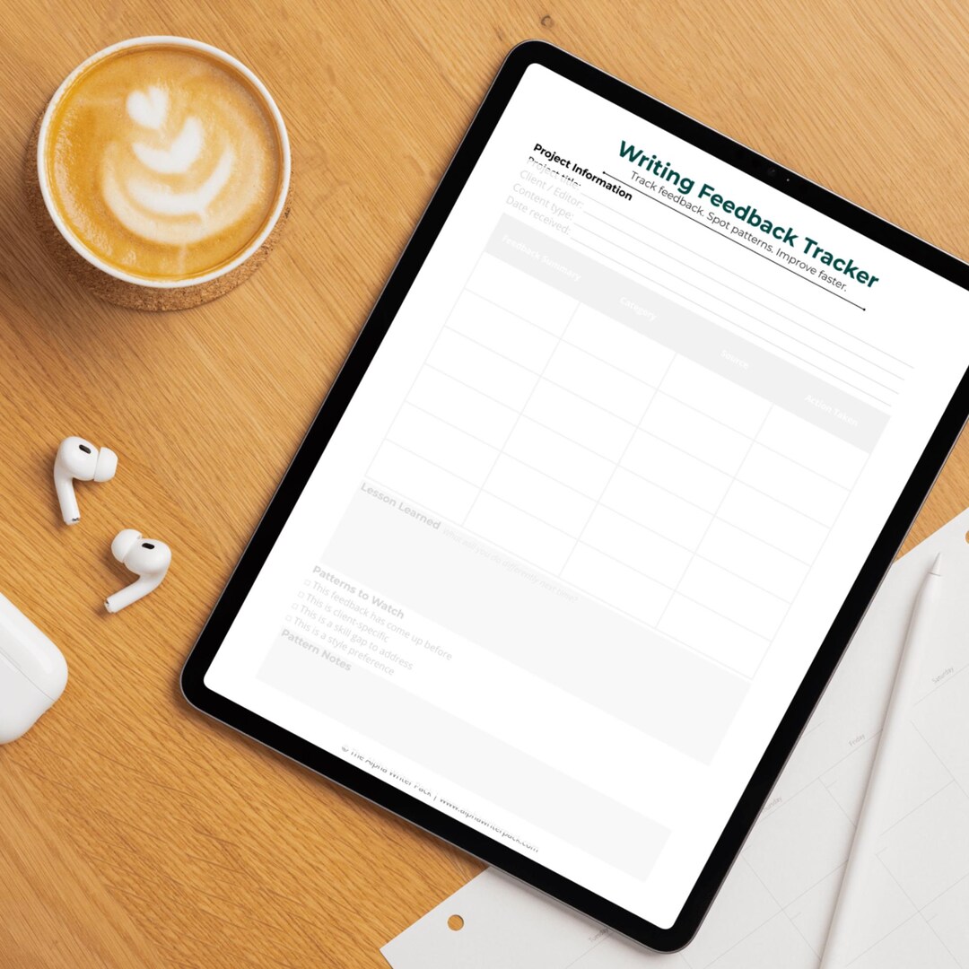 Writing Feedback Tracker | Printable Feedback Log for Writers, Editors ...