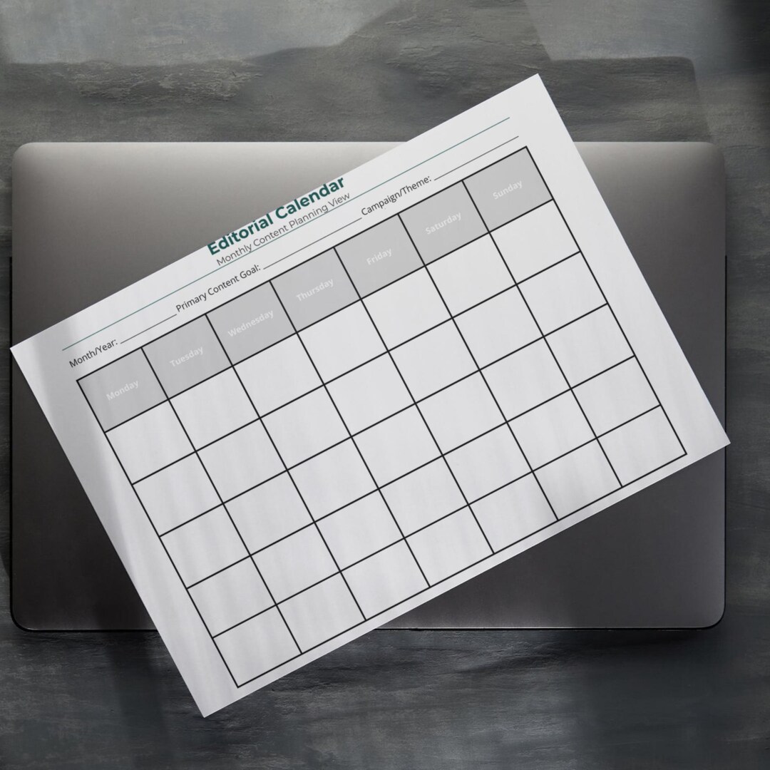 Editorial Calendar Monthly View | Printable + Excel Content Planner for ...