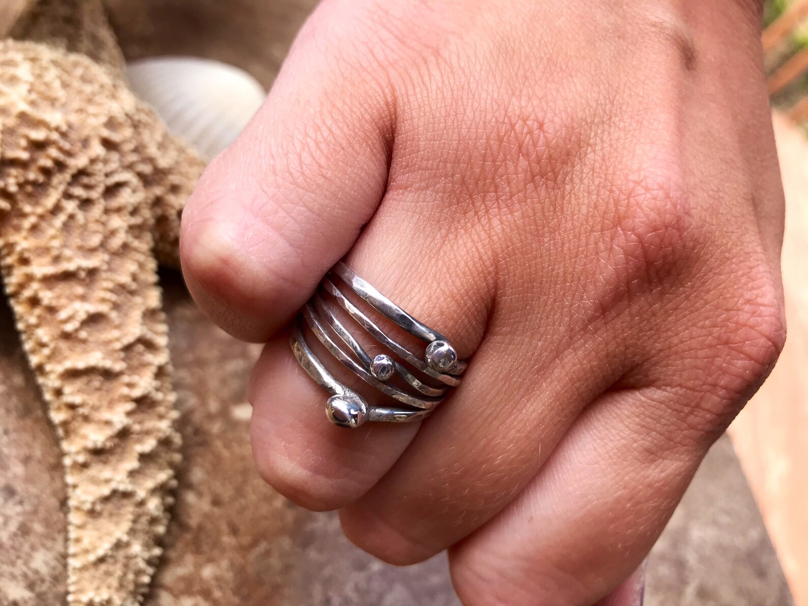 Rustic Sterling & Fine Silver Stack Rings - Etsy
