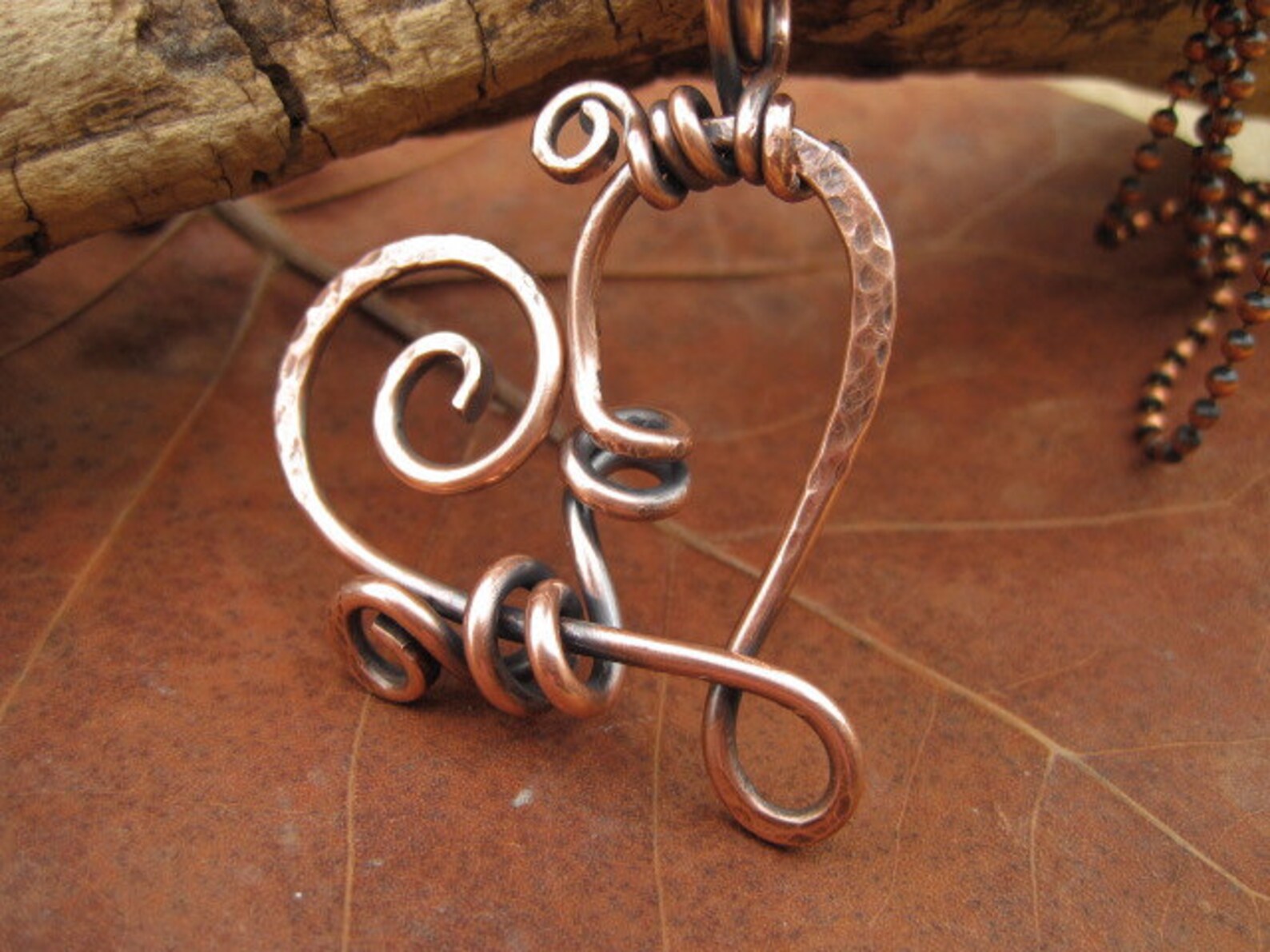 Copper Swirling Heart Pendant - Etsy