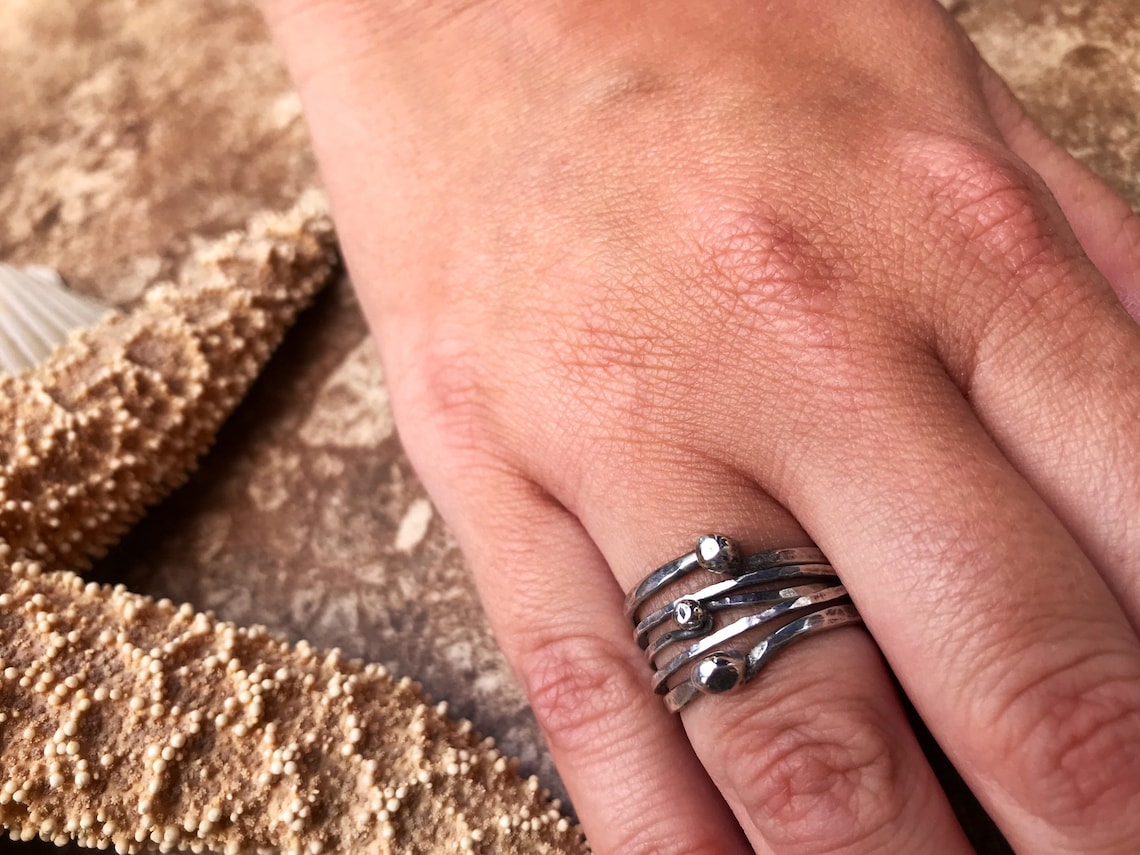 Rustic Sterling & Fine Silver Stack Rings - Etsy