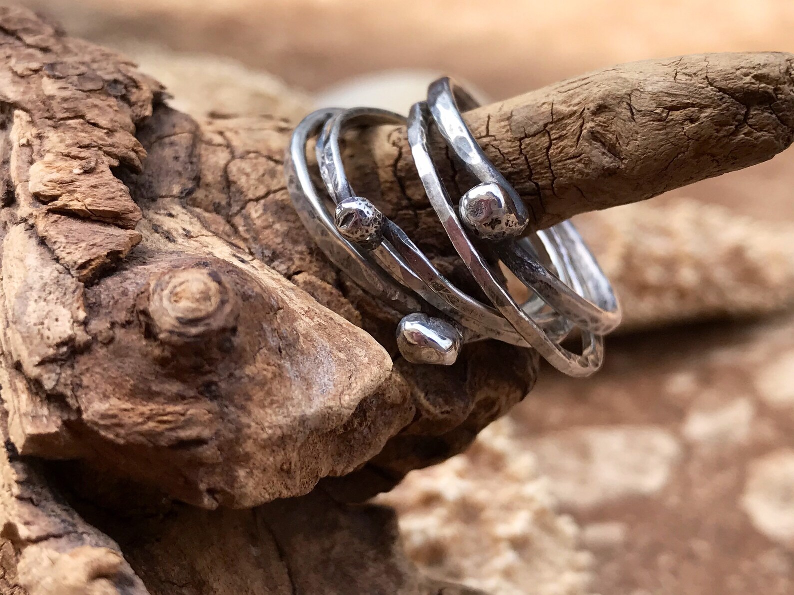 Rustic Sterling & Fine Silver Stack Rings - Etsy