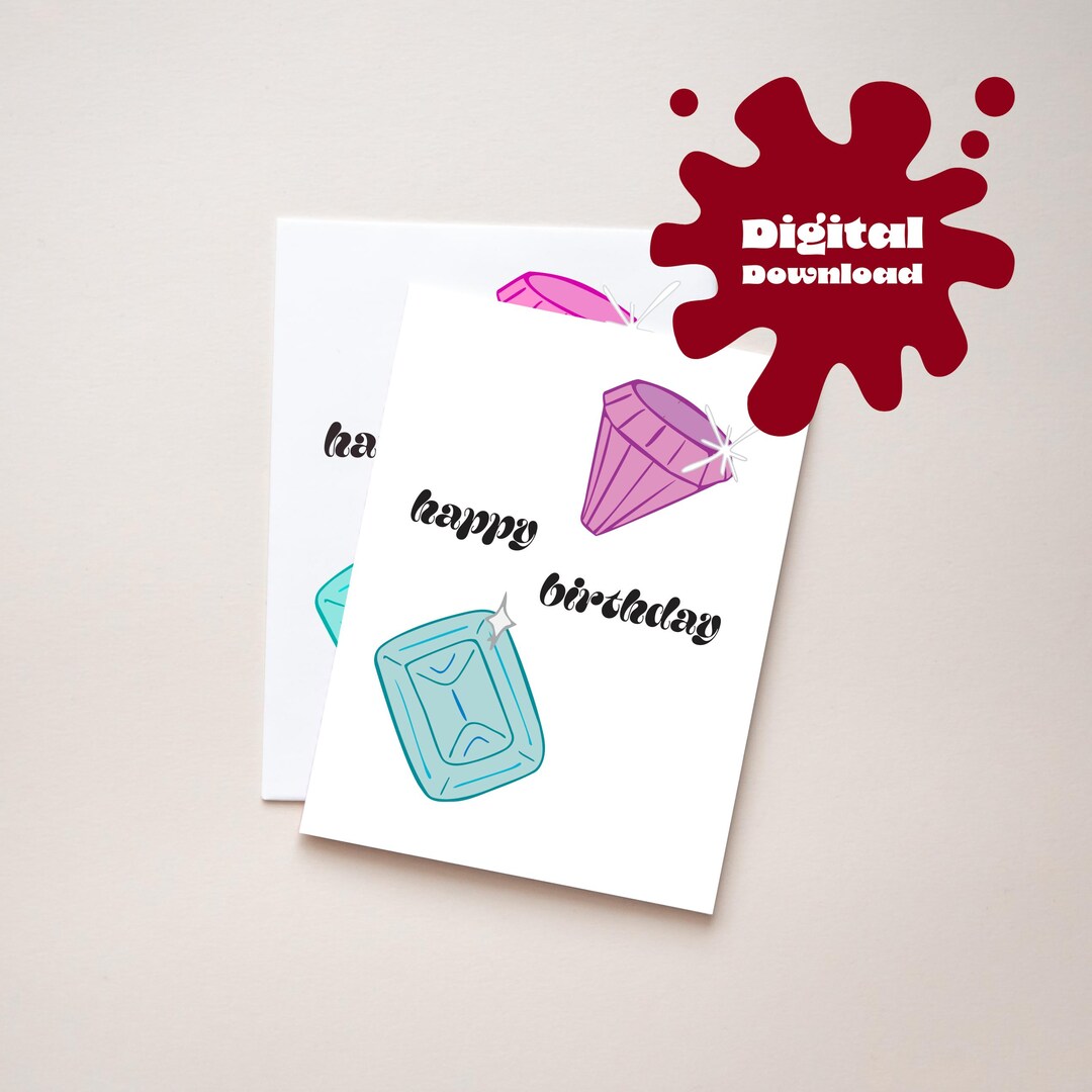 Printable Birthday Gem Card, Cute Jewel Art, Check-all-that-apply for ...