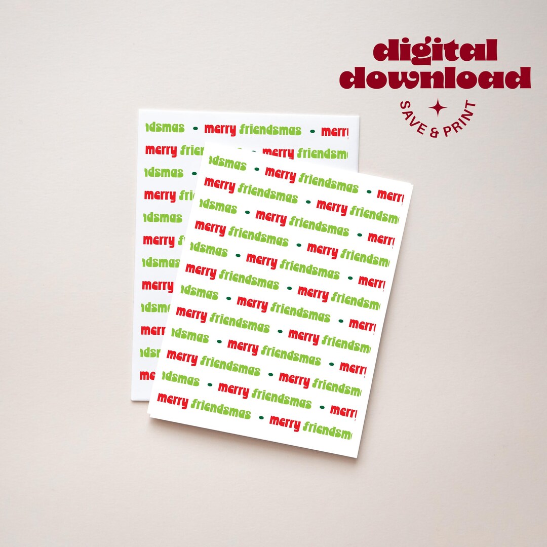 Printable Merry Friendsmas Card: Festive Cute Hand-drawn Fill-in Card ...