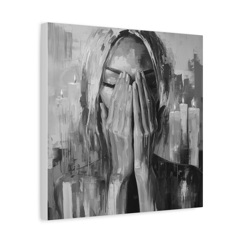 Shabbat Light – Black & White Jewish Woman Lighting Candles Canvas Art ...