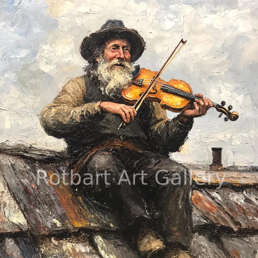 Jewish Fiddler on the Roof | Vintage Judaica Wall Art | Matt Canvas ...