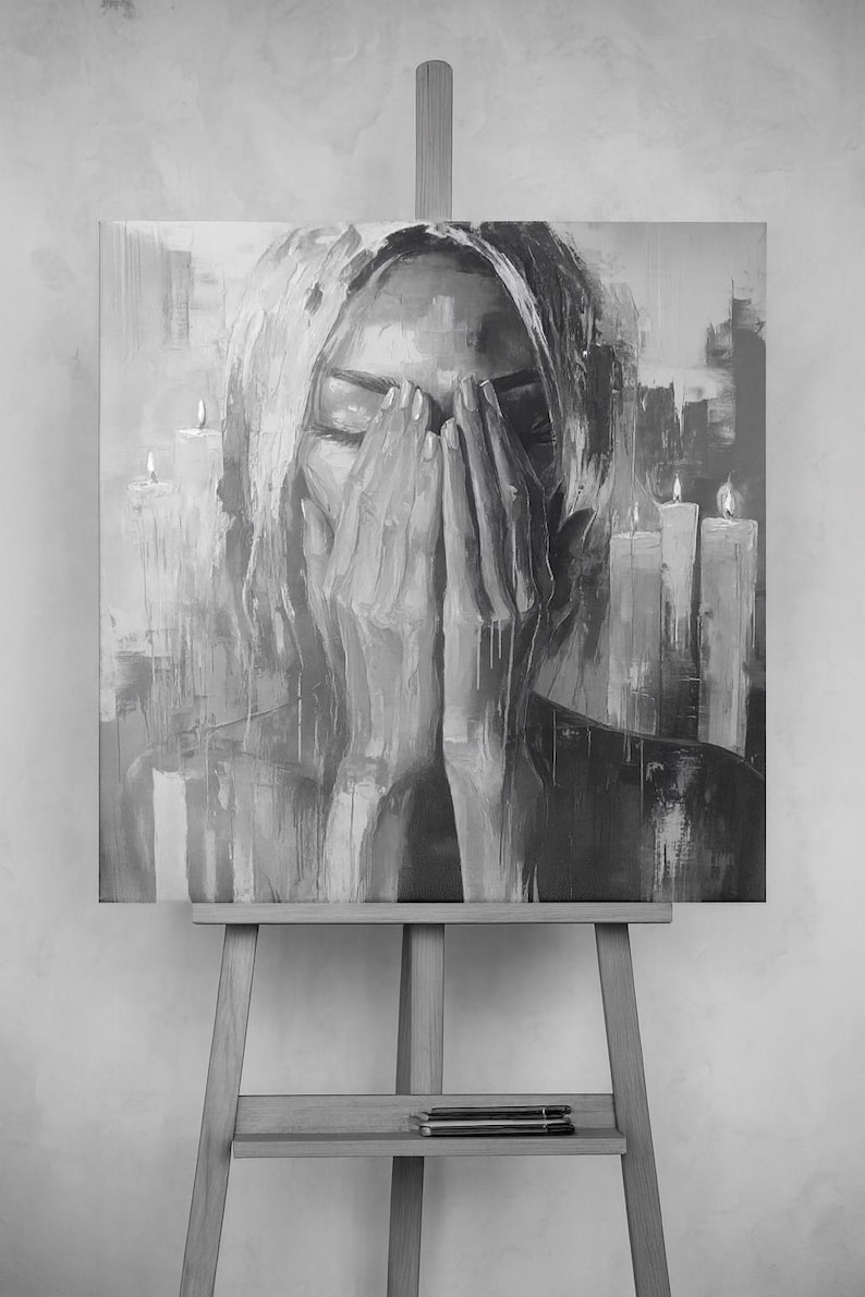 Shabbat Light – Black & White Jewish Woman Lighting Candles Canvas Art ...