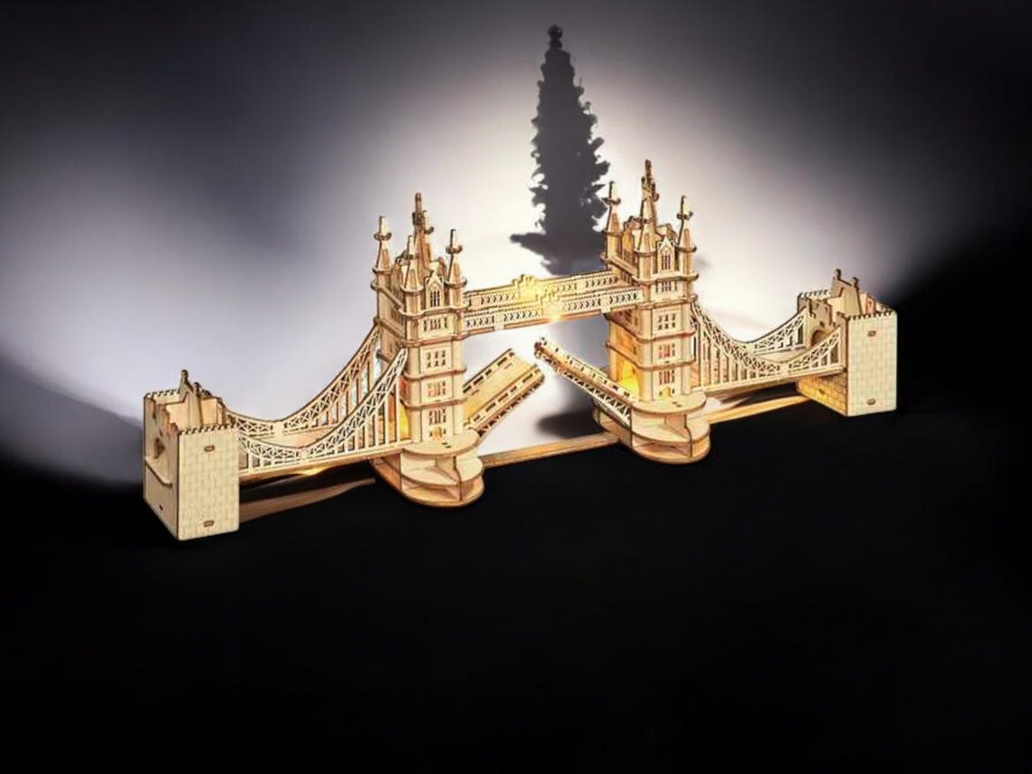 Robotime Wooden 3D Puzzle DIY Tower Bridge & Big Ben, Famous Building ...