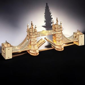 Robotime Wooden 3D Puzzle DIY Tower Bridge & Big Ben, Famous Building ...