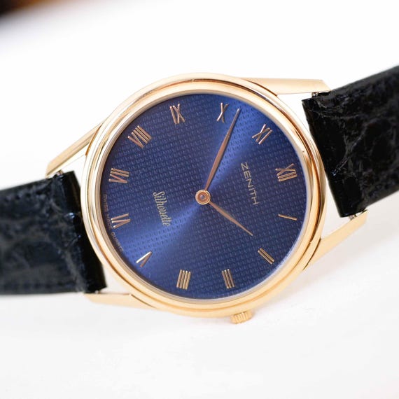 Zenith Silhouette Vintage Gold Watch - Two Hand, Blue… - Gem