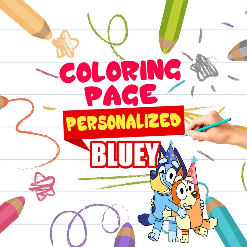Bluey Placemat, Editable Bluey Birthday Coloring Sheet, Bluey Coloring ...