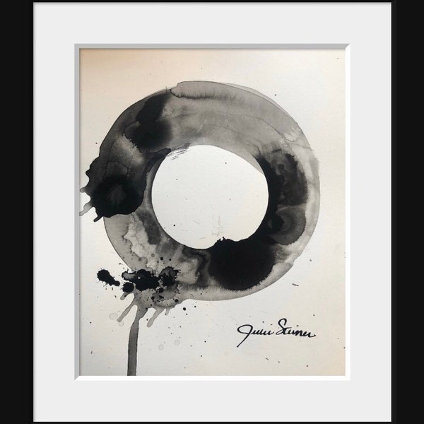 Black and White Circle Painting - Etsy