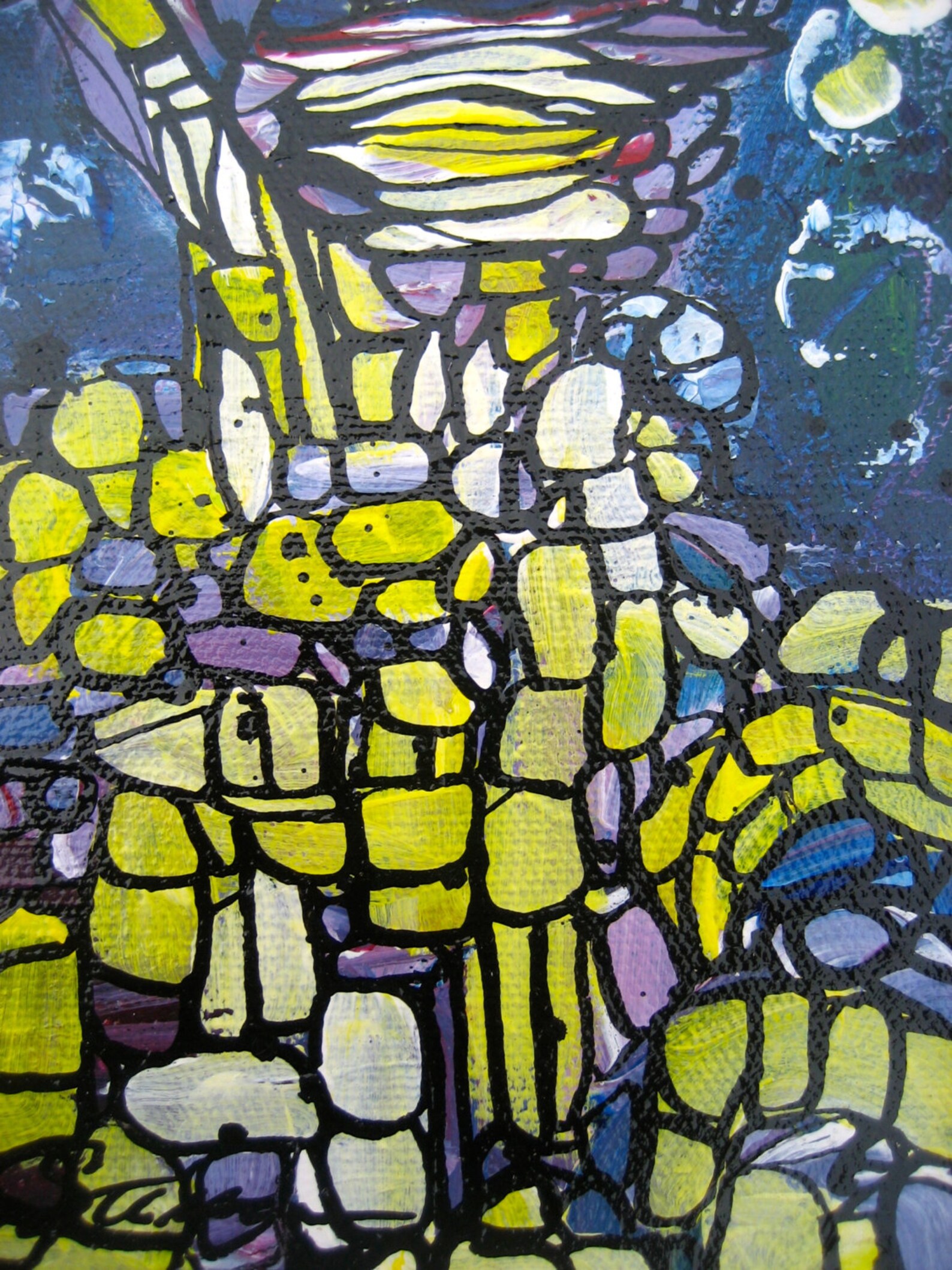 Outsider kunst Abstract mozaïek paarse figuur schilderij van | Etsy