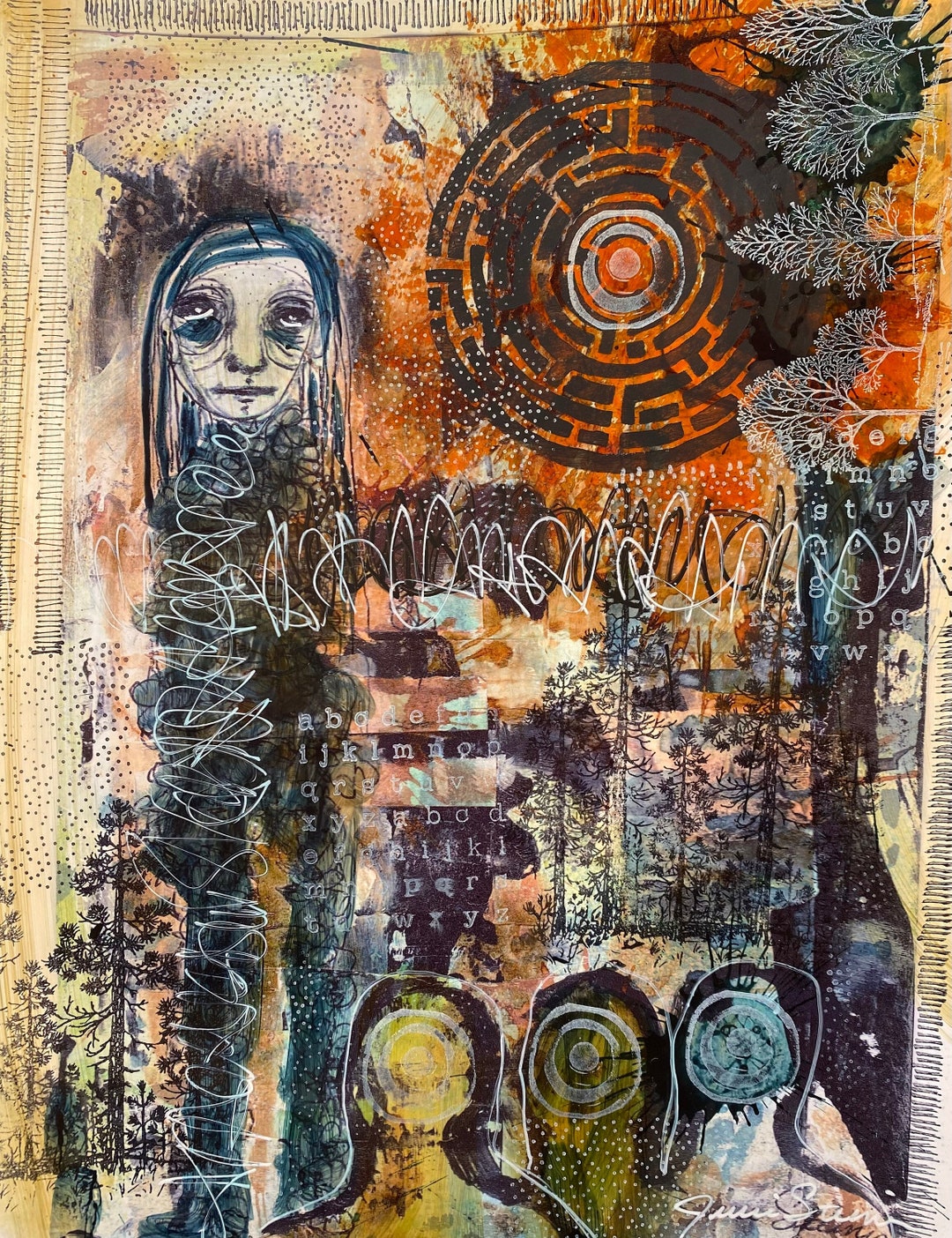 Mixed Media Original, Abstract Figure, Graffiti Series, Original Urban ...